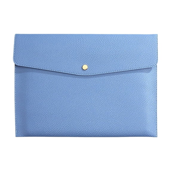 Blue Blue Waterproof Leather Document Folder With Removable Strap For ...