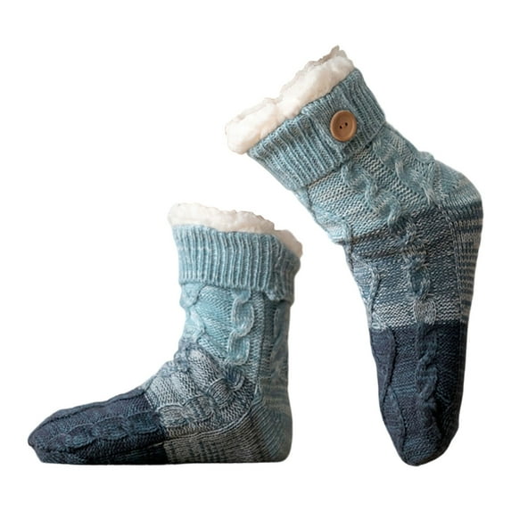 Blue Blue Winter Indoor Adult Floor Socks Thick Fleece Lined Anti Slip ...