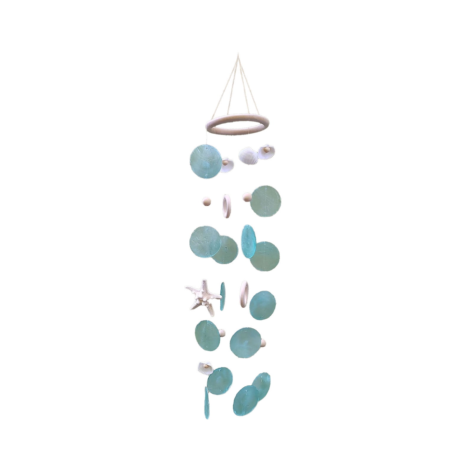 Blue Blue Wooden Wind Chime Featuring Starfish And Shells Adds A ...