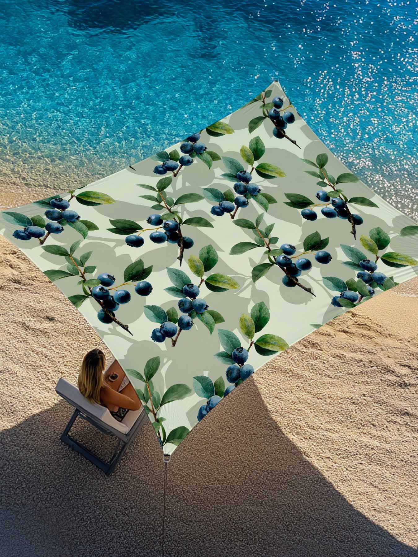 Blue Blueberries Sun Shade Sail 8' x 10', Green Leaf Fruit Spring Plant ...