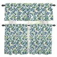 Blue Blueberry Kitchen Curtains Valance and Tier Set Green Leaf ...