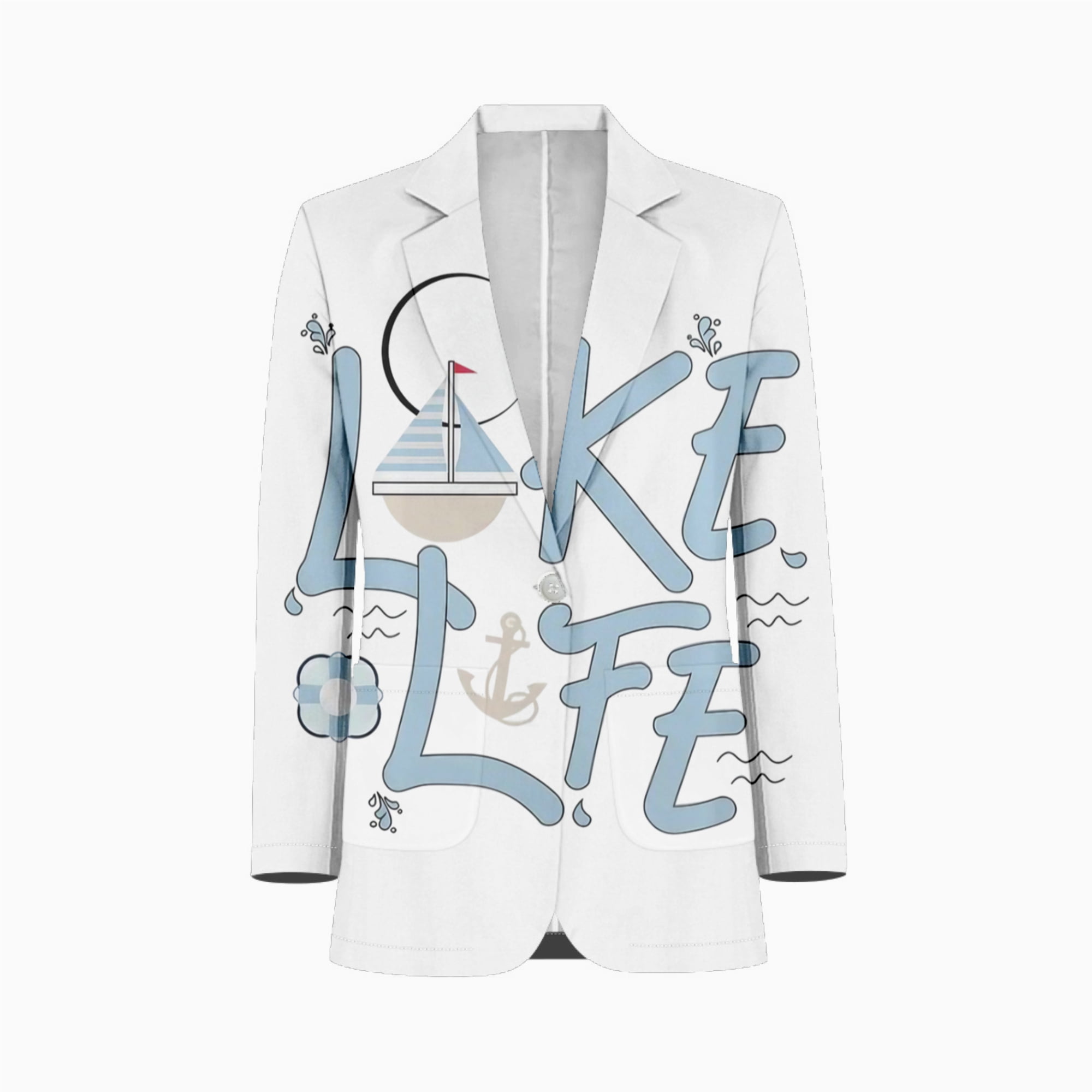 Blue Boat Anchor Lake Life Men Blazers Slim Clothing Summer Jacket Man ...