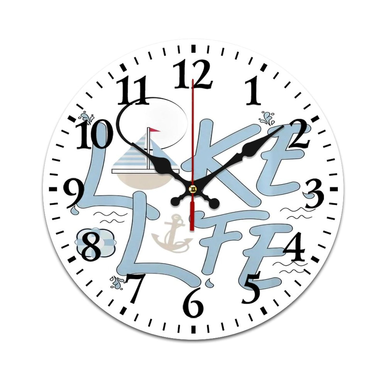 Blue Boat Anchor Lake Life Wall Clock Modern Design Clocks Wall Hanging ...