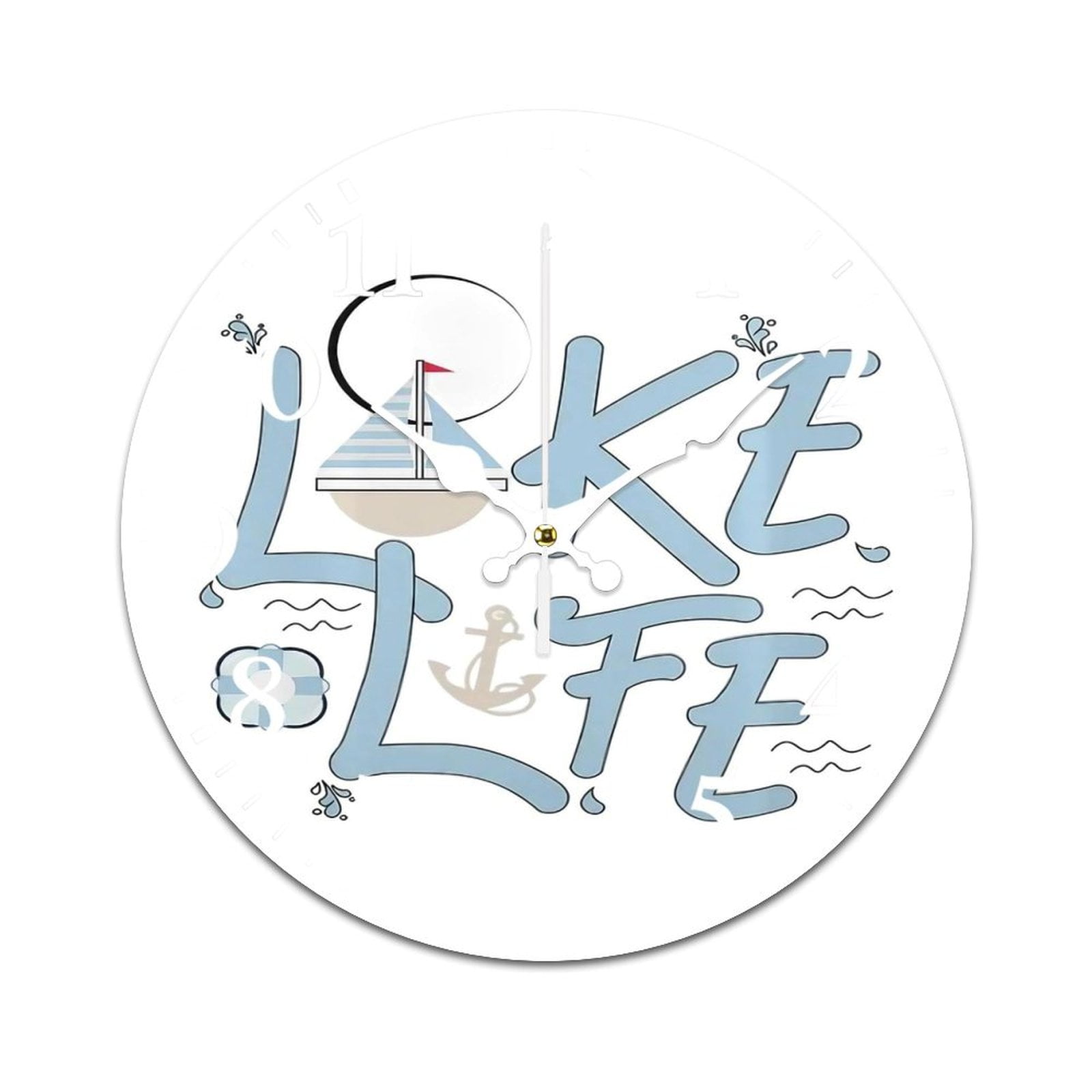 Blue Boat Anchor Lake Life Wall Clock Modern Design Clocks Wall Hanging ...