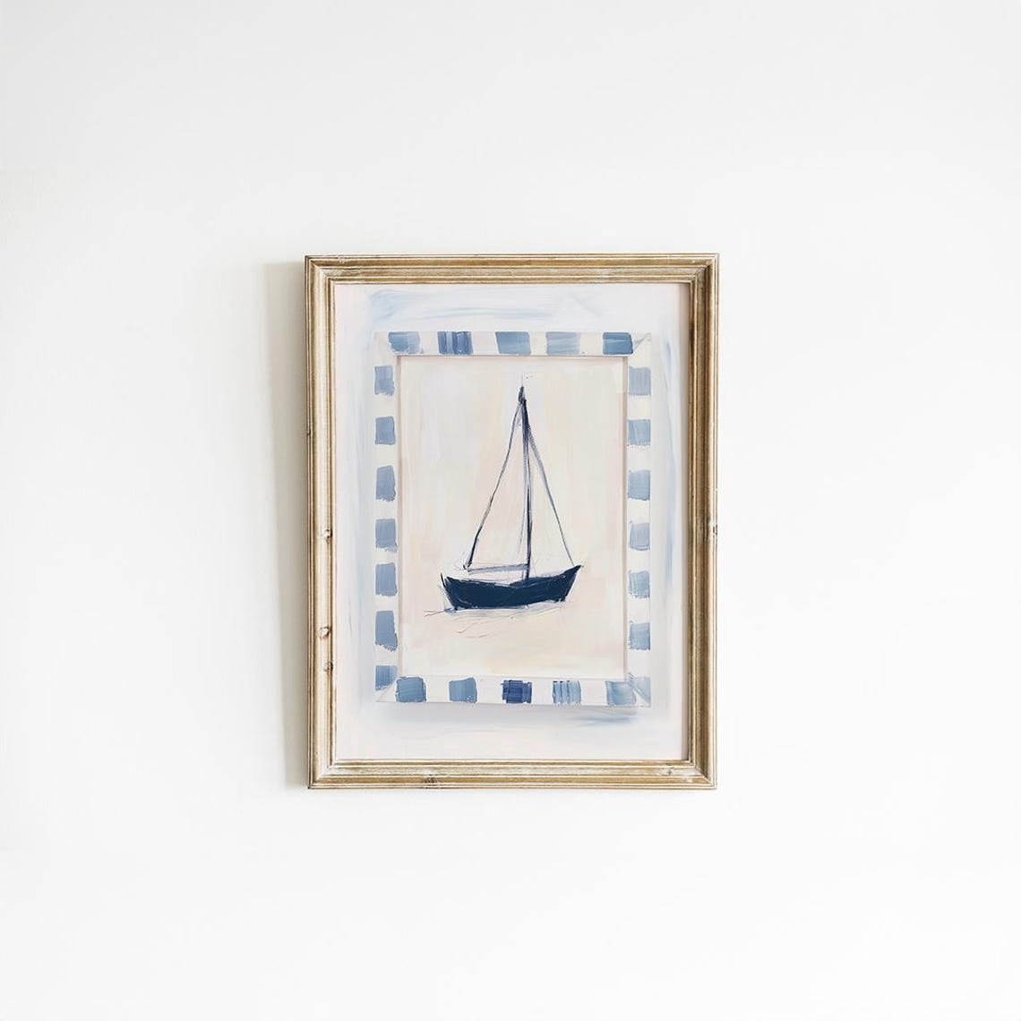 Blue Boat Print: Coastal Granddaughter Nautical Wall Art Unframed Paper ...