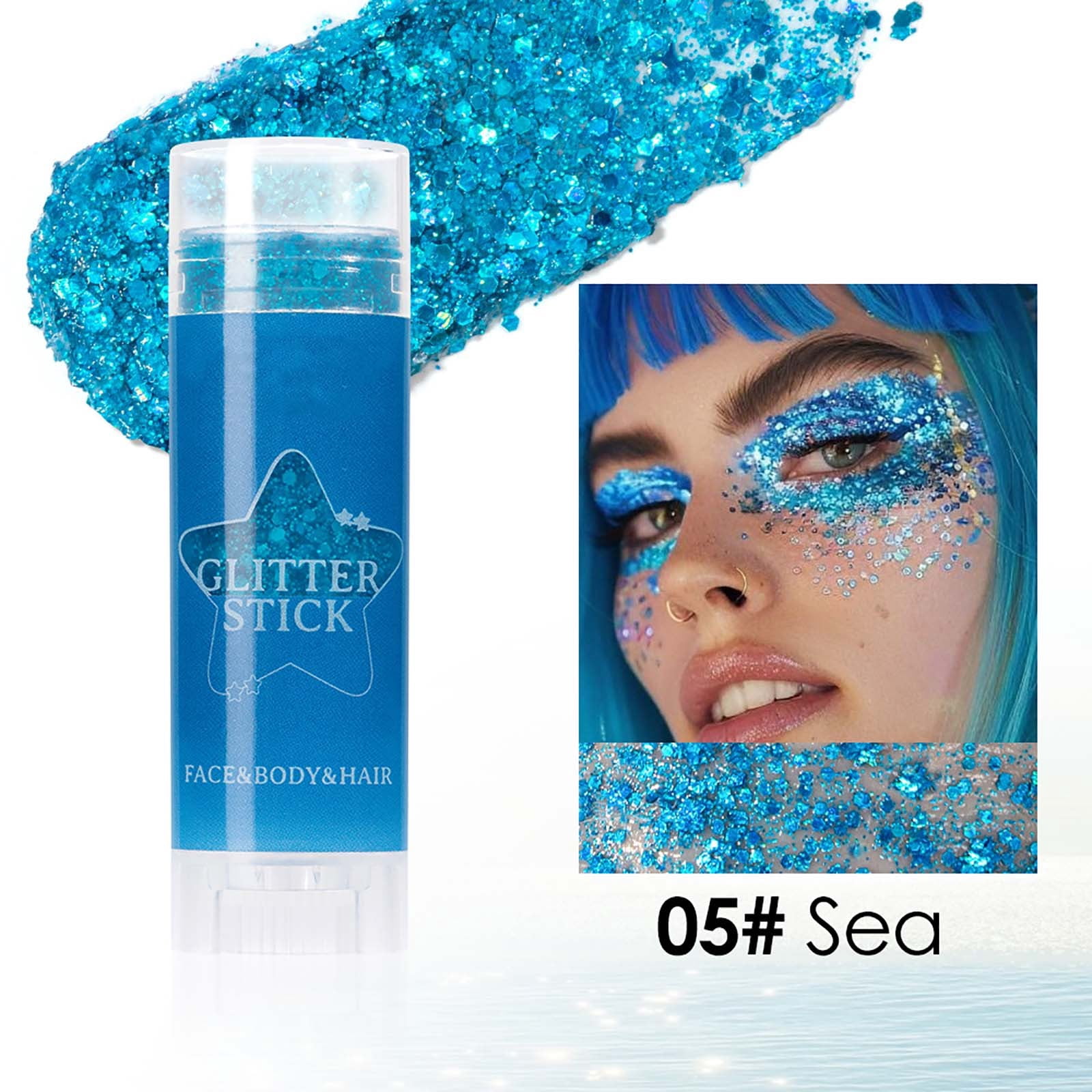 Blue Body Glitter Stick, Holographic Chunky Sequins Glitters, Face Hair ...