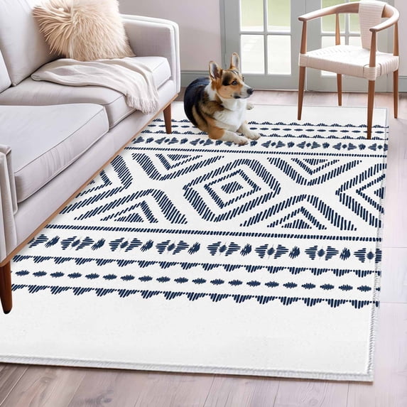 Blue Bohemian Area Rugs 3x5 ft Vintage Farmhouse Abstract Tribe ...