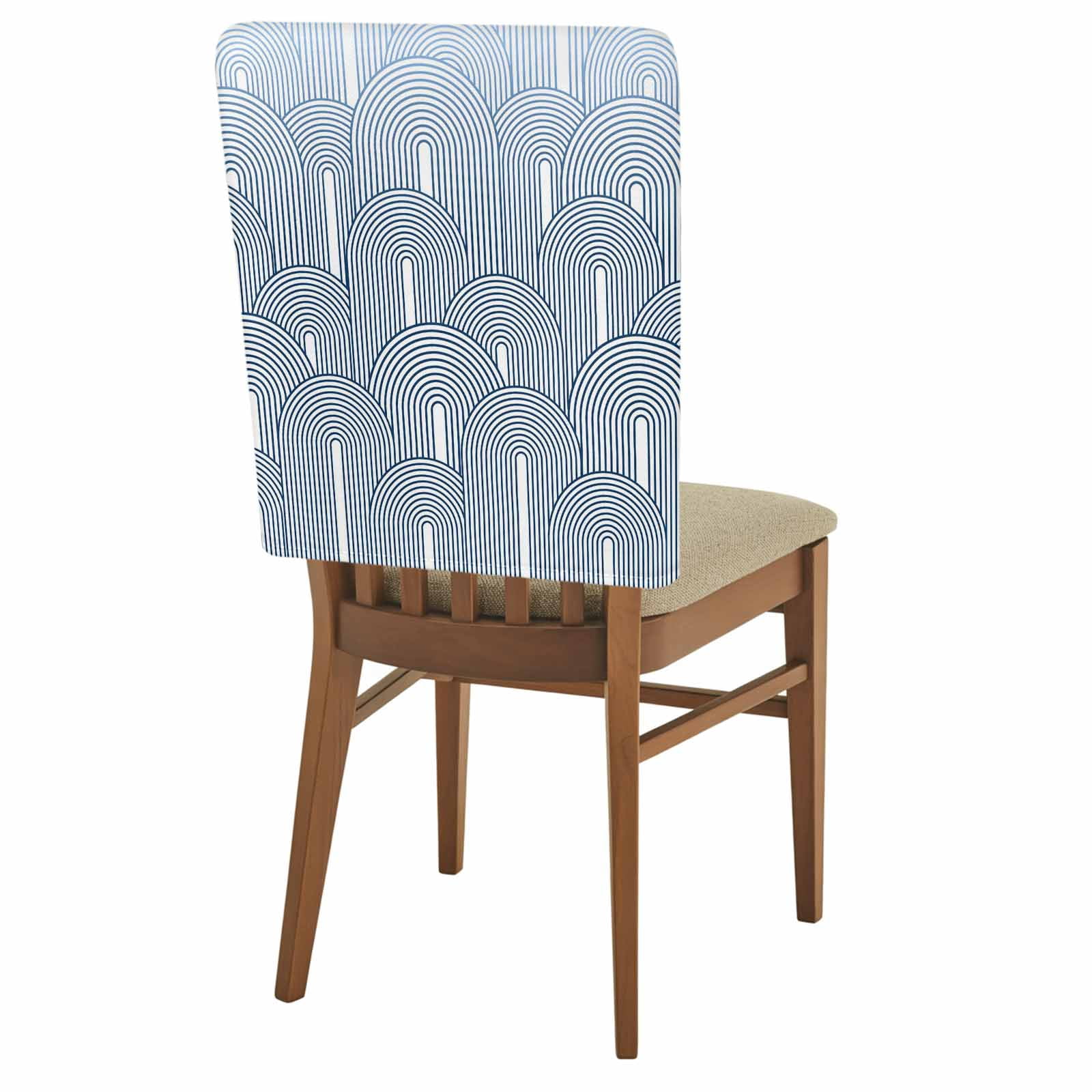 Blue Bohemian Chair Back Covers Set of 6, Abstract Stripes Texture ...