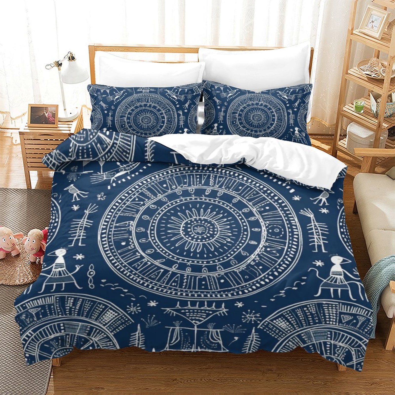 Blue Bohemian Comforter Cover Set Home Bedclothes Bedroom Decor Adult ...