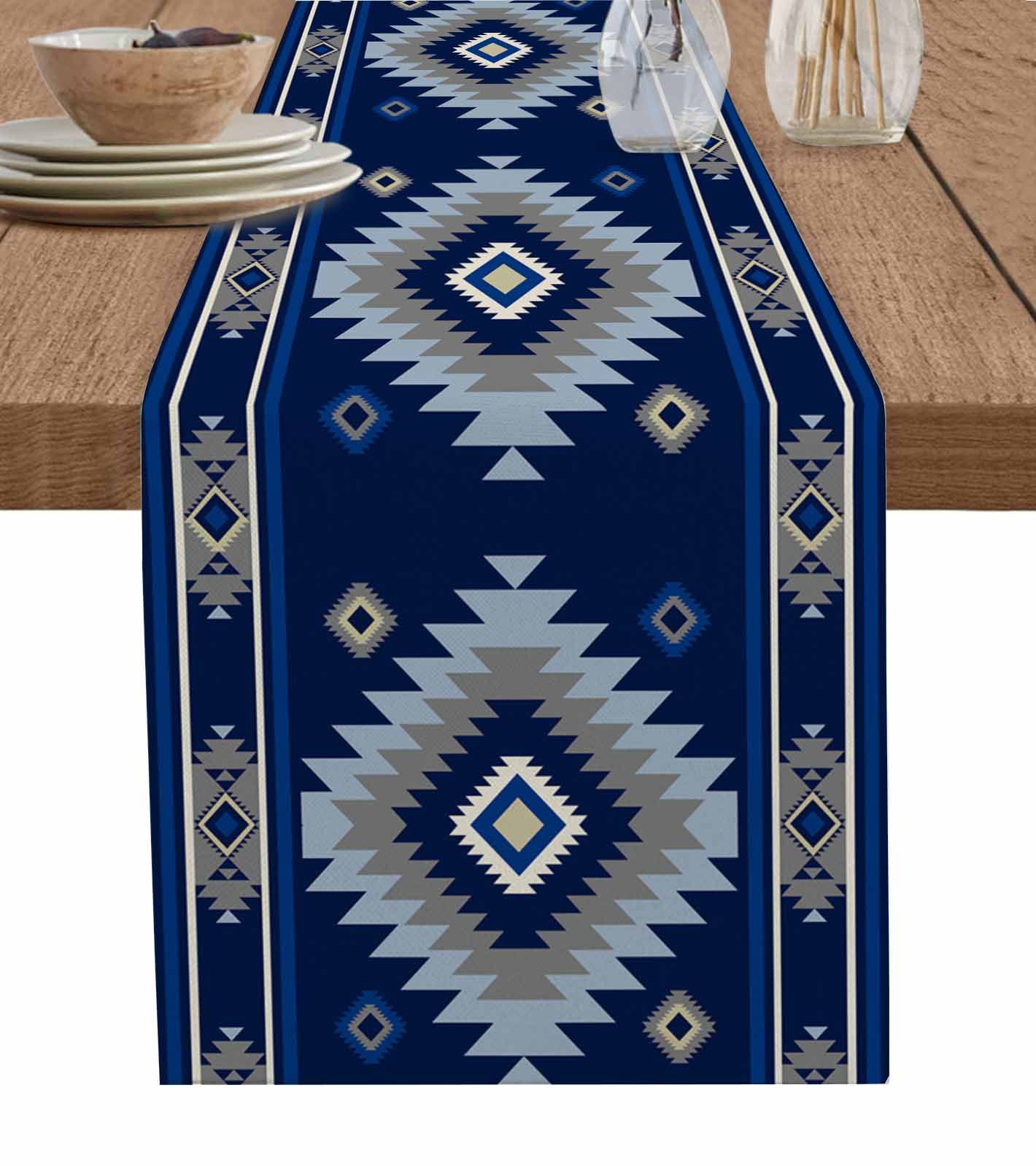 Blue Bohemian Style Table Runner Wedding Coffee Table Cover r Kitchen ...