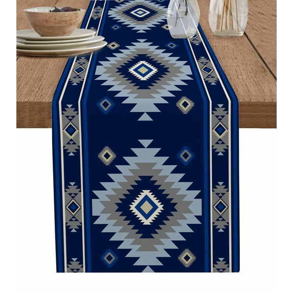 Blue Bohemian Style Table Runner Wedding Coffee Table Cover r Kitchen ...