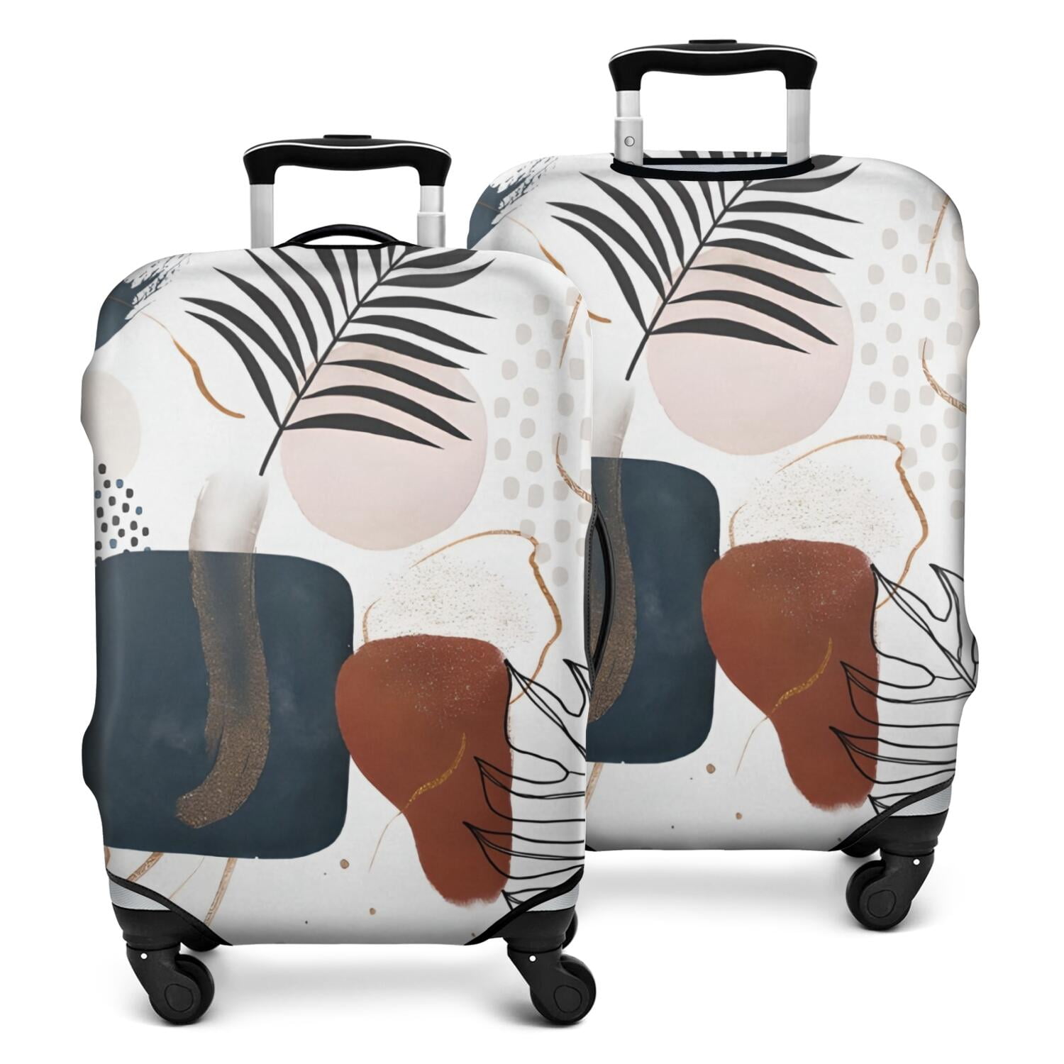 Blue Boho Abstract and Plant Pattern Luggage Cover Fashion Suitcase ...