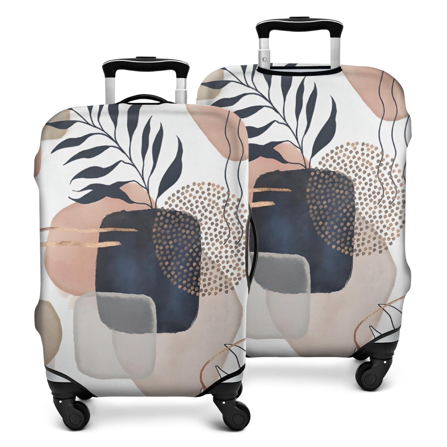 Blue Boho Abstract and Plant Pattern Luggage Cover Fashion Suitcase ...
