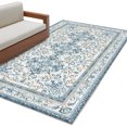 Blue Boho Area Rug 4x6 Washable Rug Non Slip Farmhouse Pastoral Bohemia ...