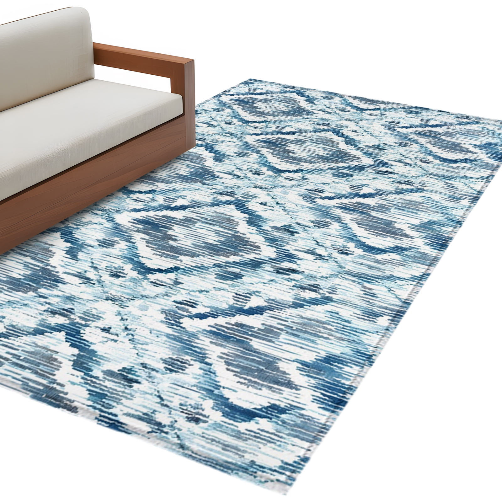 Blue Boho Area Rug 4x6 Washable Rug Non Slip Modern Abstract Bohemia ...