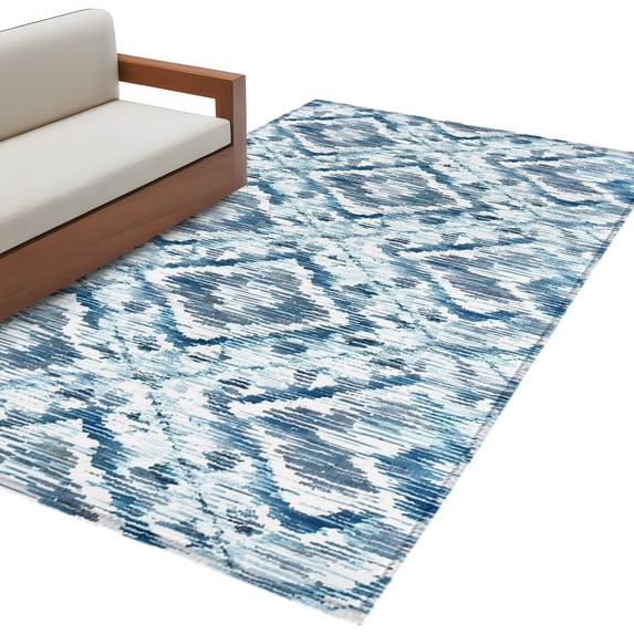 Blue Boho Area Rug 4x6 Washable Rug Non Slip Modern Abstract Bohemia ...