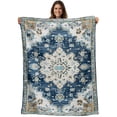 Blue Boho Blanket Soft Cozy Warm Throw Blanket for Couch, Plush Fuzzy ...