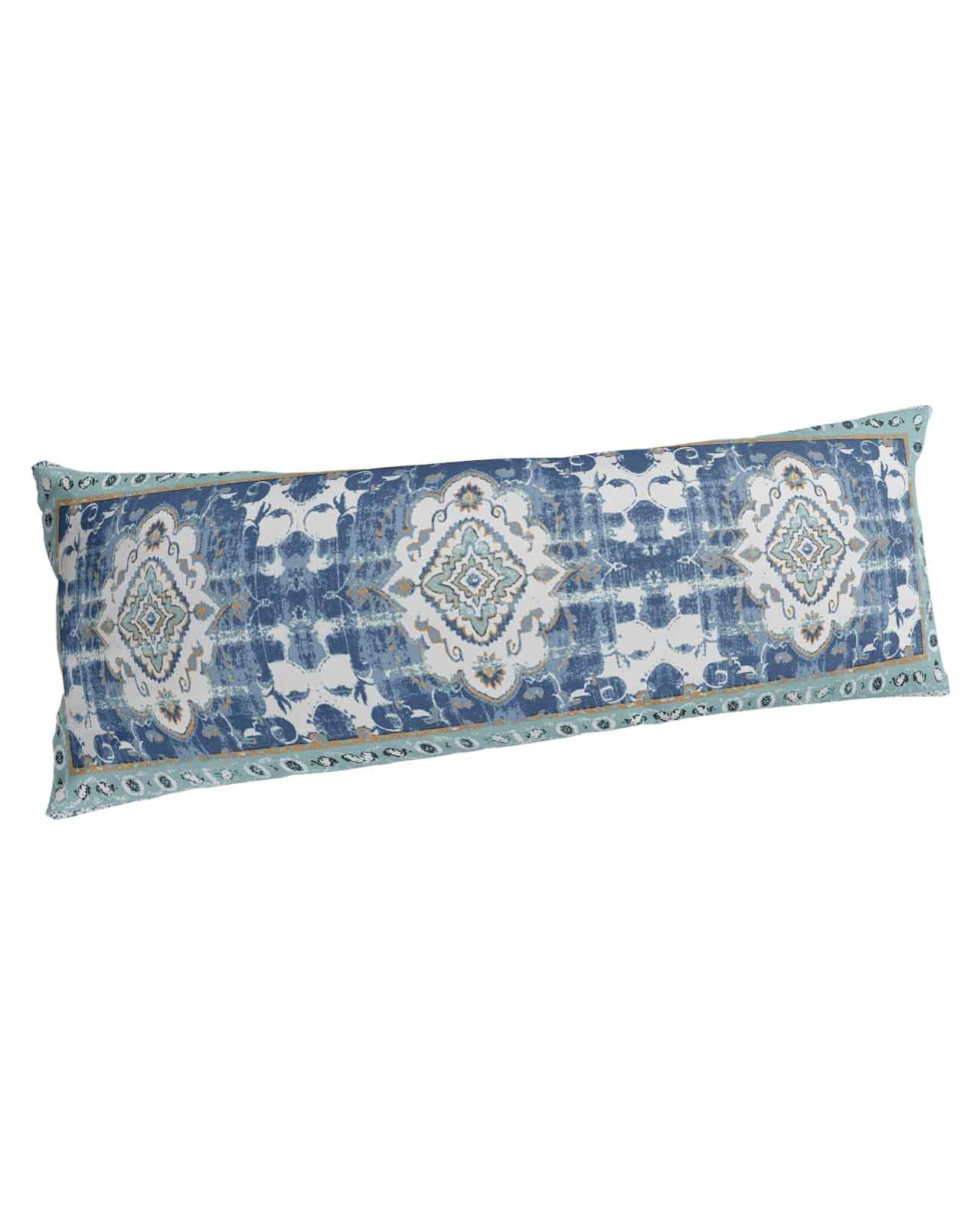 Blue Boho Body Pillow Covers, Farmhouse Bohemian Medallion Oriental ...