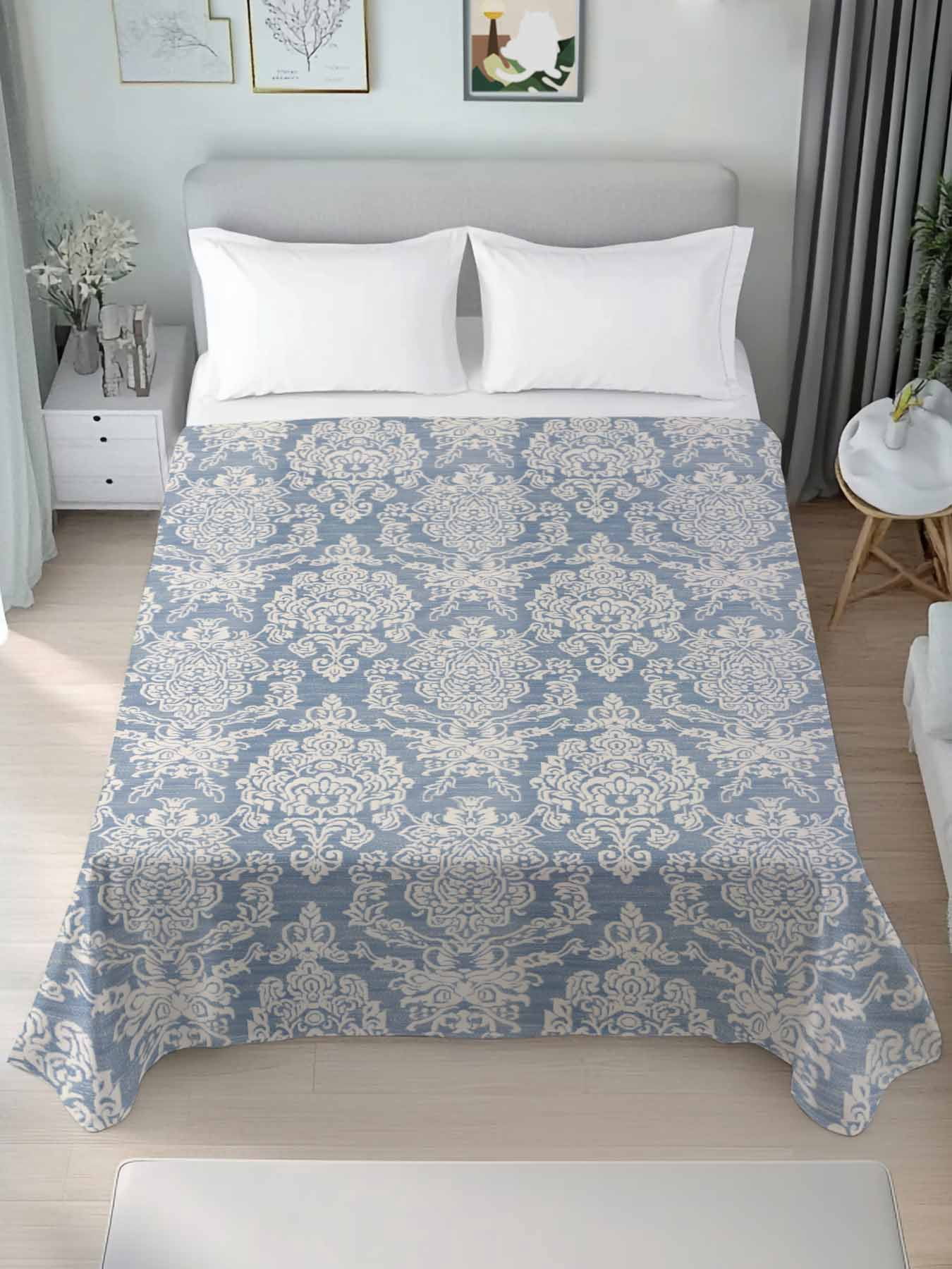 Blue Boho California King Size Flat Sheet, Wrinkleproof & Fadeproof ...