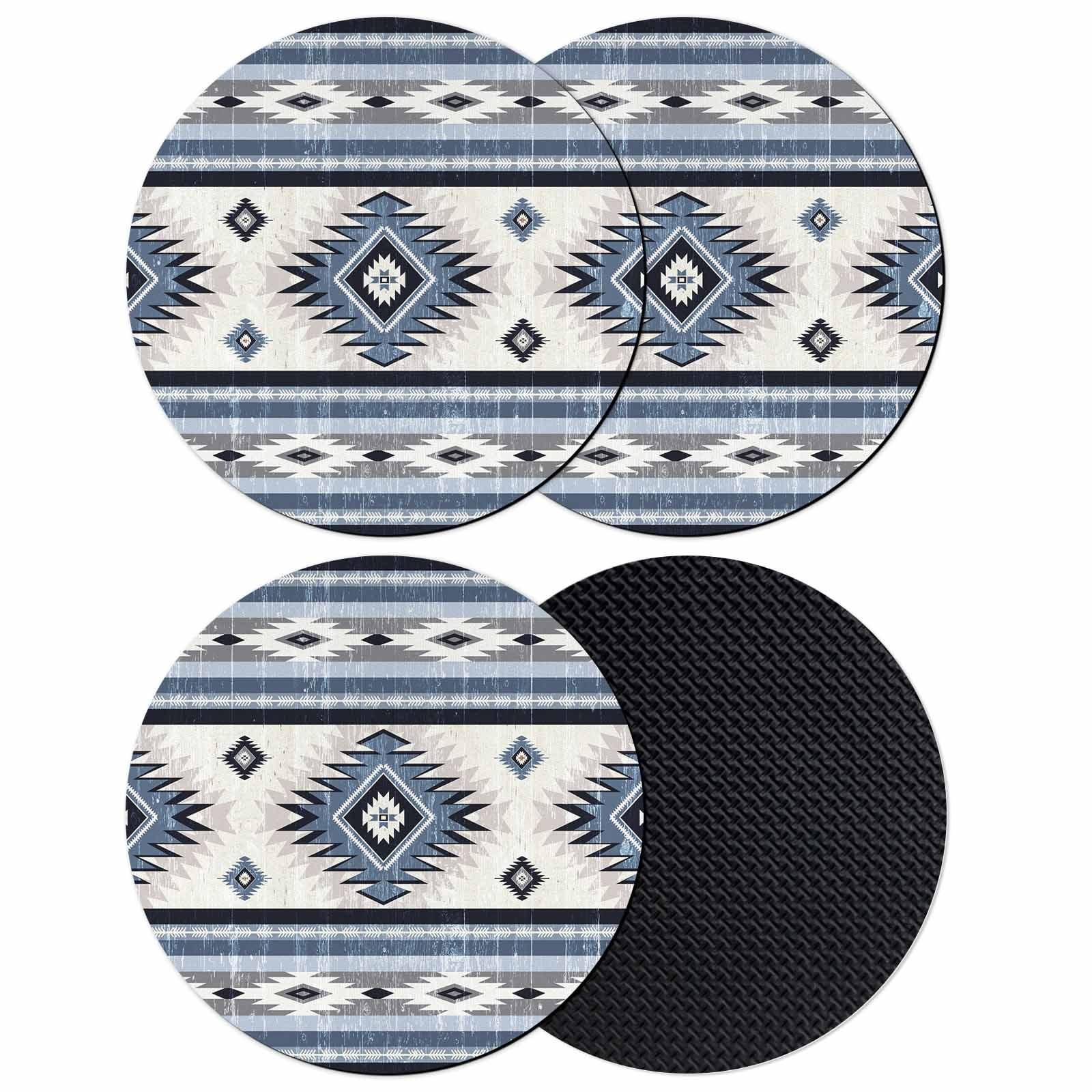 Blue Boho Coasters Set of 4, Soft Absorbent Coasters for Drinks ...