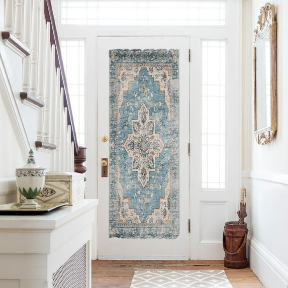 Blue Boho Door Curtains for Door Window, French Sidelight Front Back ...
