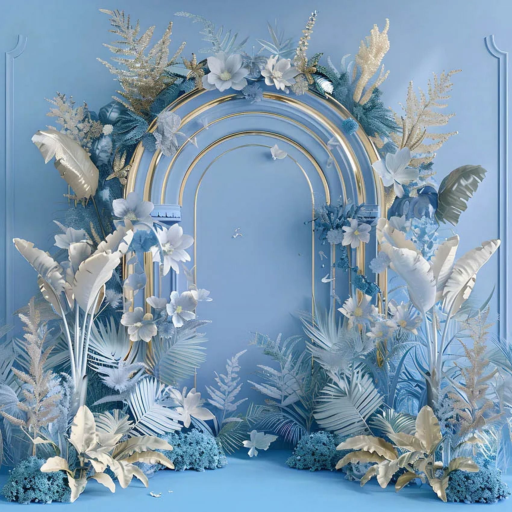 Blue Boho Floral Arch Wall Adult Birthday Wedding Maternity Portrait r ...
