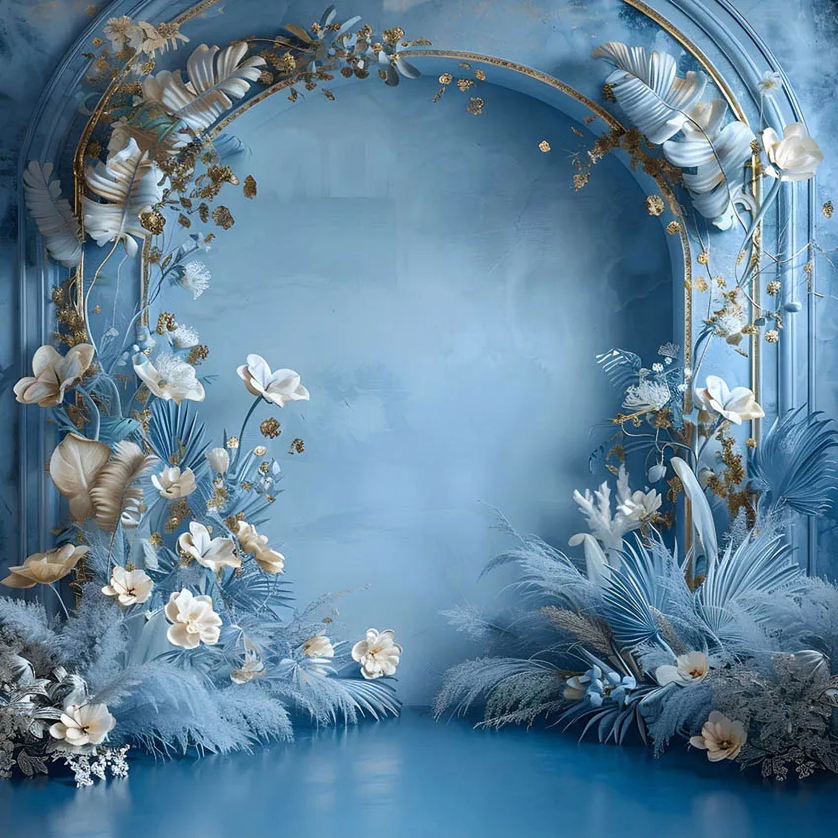 Blue Boho Floral Arch Wall Adult Birthday Wedding Maternity Portrait r ...