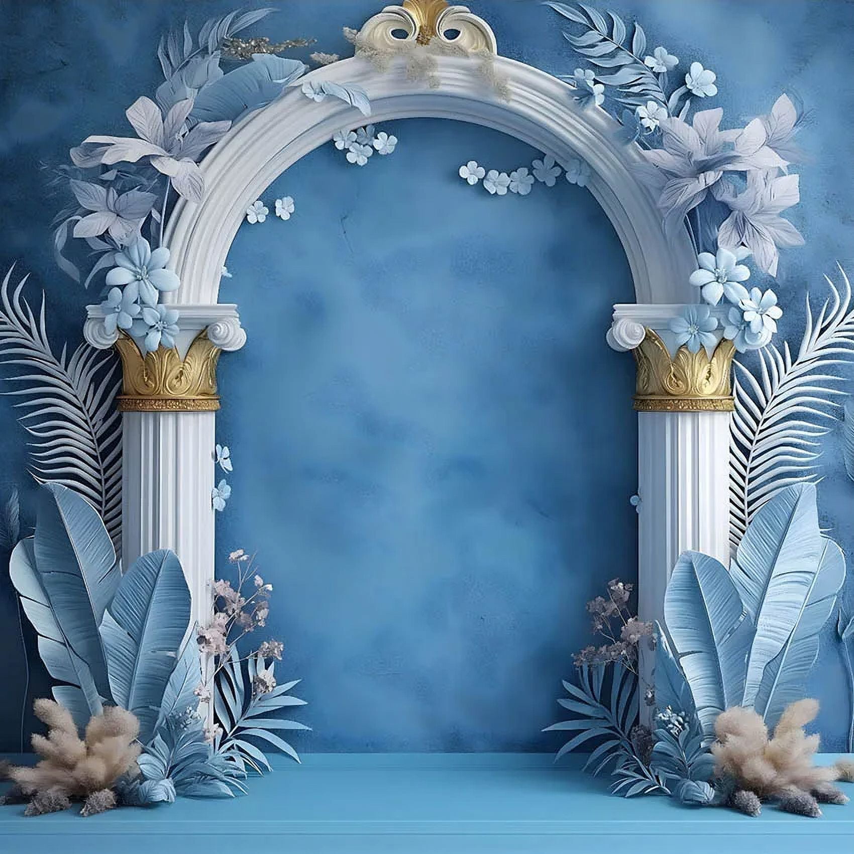 Blue Boho Floral Arch Wall Adult Birthday Wedding Maternity Portrait r ...
