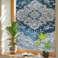 Blue Boho Floral Privacy Window Film, Decorative Stained Glass Window ...