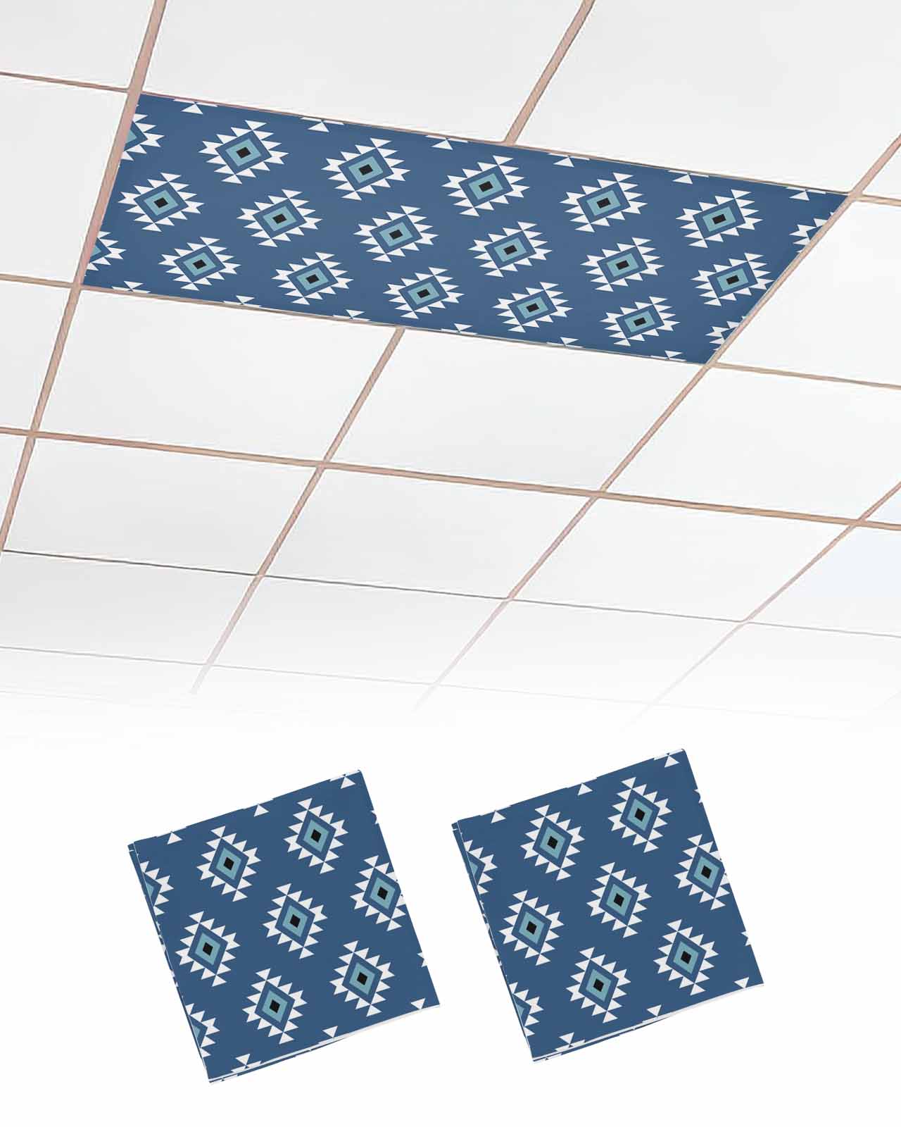 Blue Boho Geometric Fluorescent Light Covers for Ceiling Lights 4x2 ...