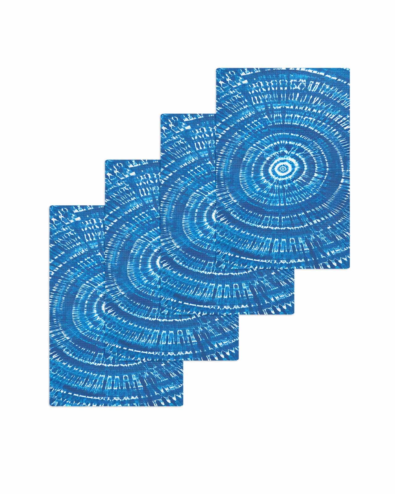 Blue Boho Geometric Kitchen Dish Towels for Drying Dishes Set of 4, Ombre Abstract Tie Dye ...