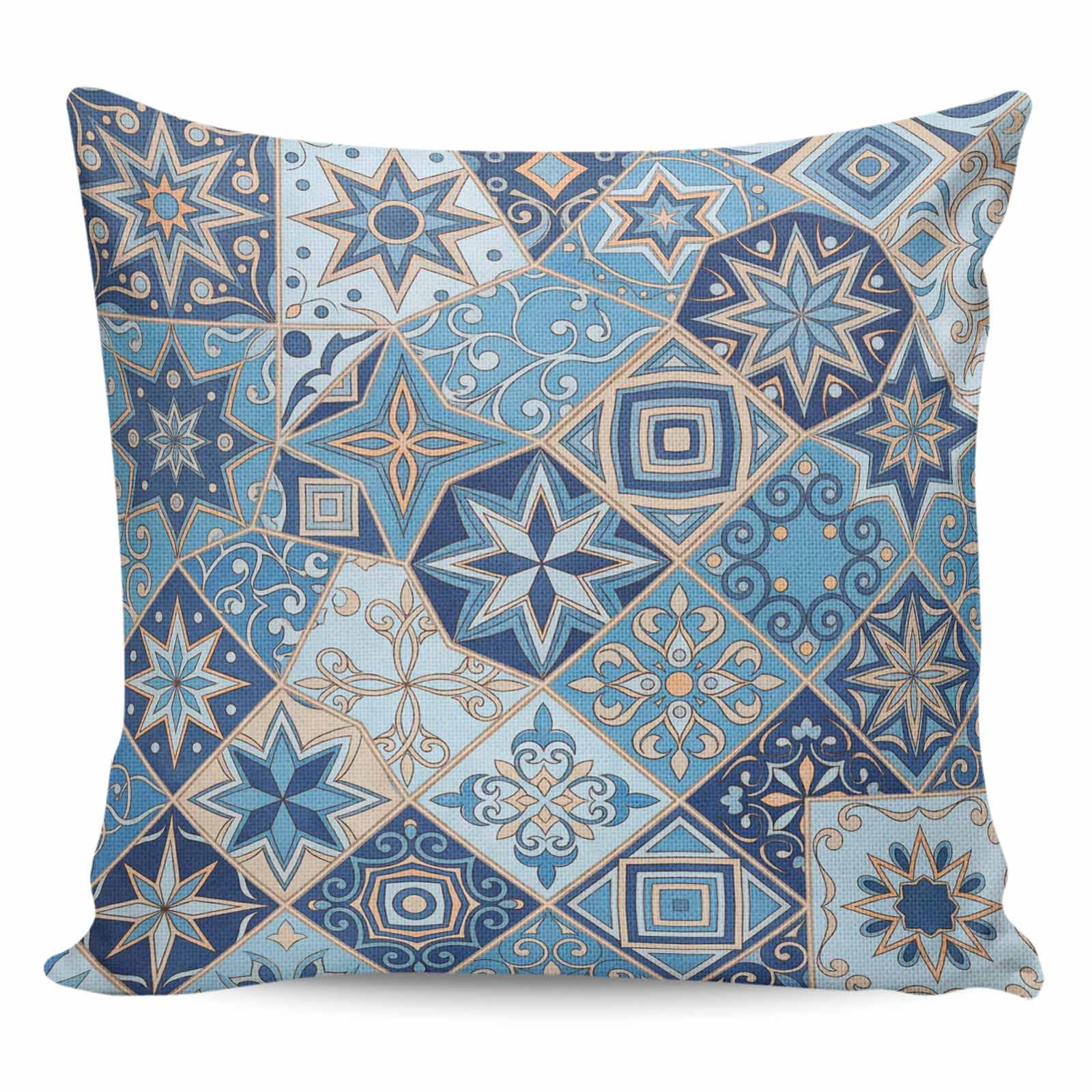 Blue Boho Geometric Pillow Covers 24x24 Inch Decorative Throw Pillow ...