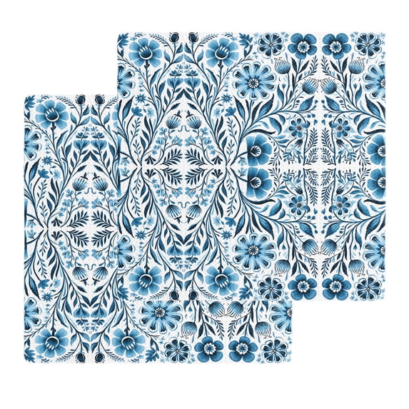 Blue Boho Kitchen Dish Towels for Drying Dishes Set of 2, Ethnic Tribal ...