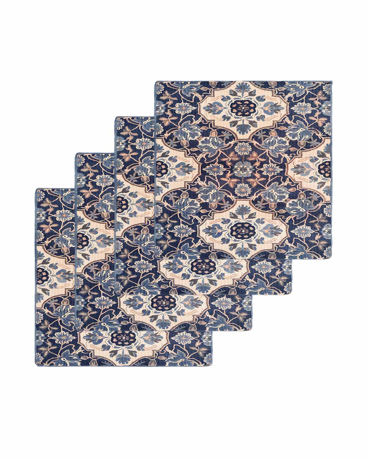 Blue Boho Kitchen Dish Towels for Drying Dishes Set of 4, Country Vintage Ethnic Floral ...