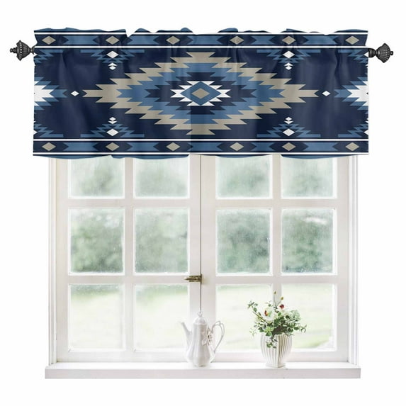 Blue Boho Kitchen Valances for Windows 42x18 Inch Kitchen Curtains ...