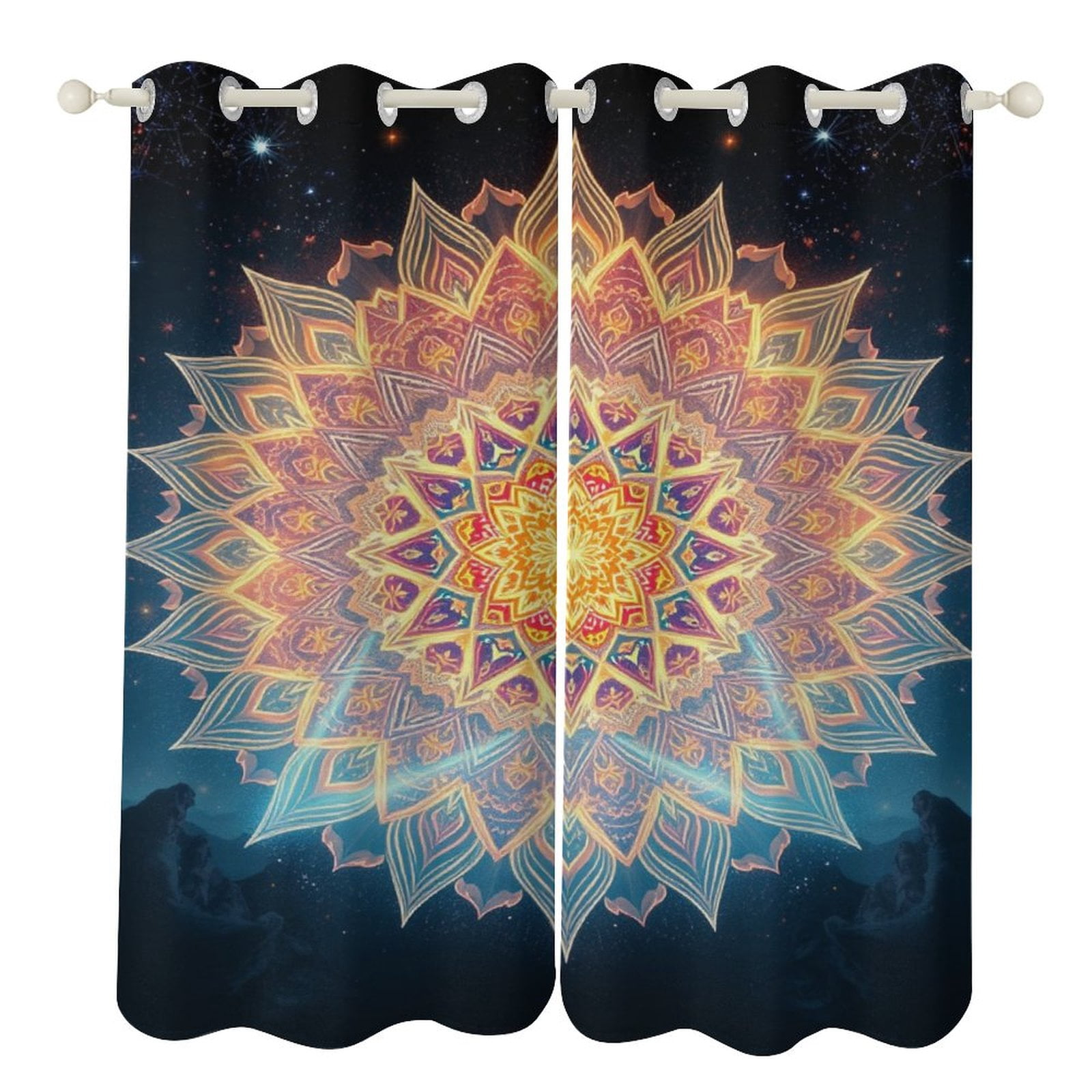 Blue Boho Mandala Curtain for Living Room Bedroom Set Design High ...