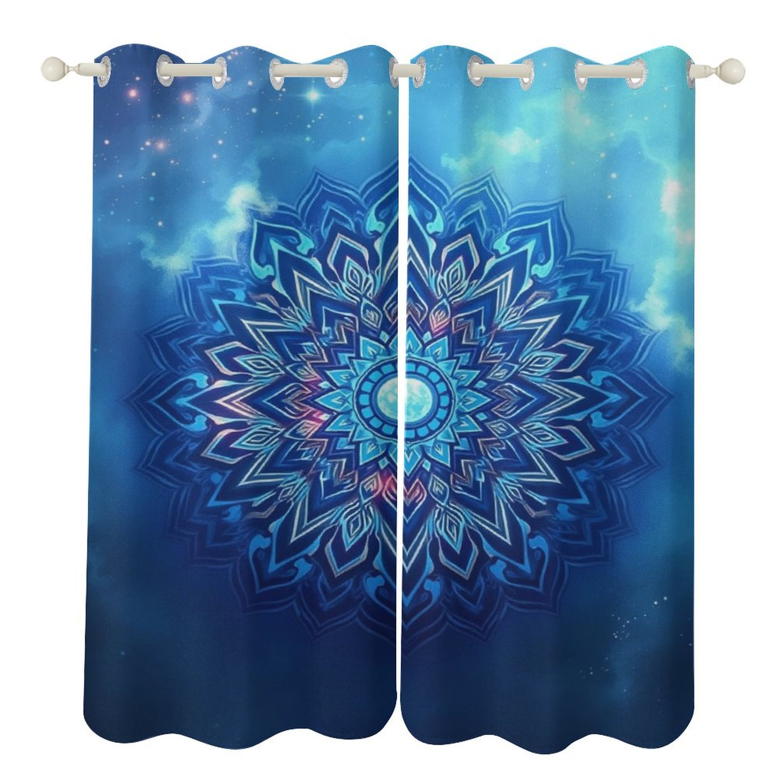Blue Boho Mandala Curtain for Living Room Bedroom Set Design High ...