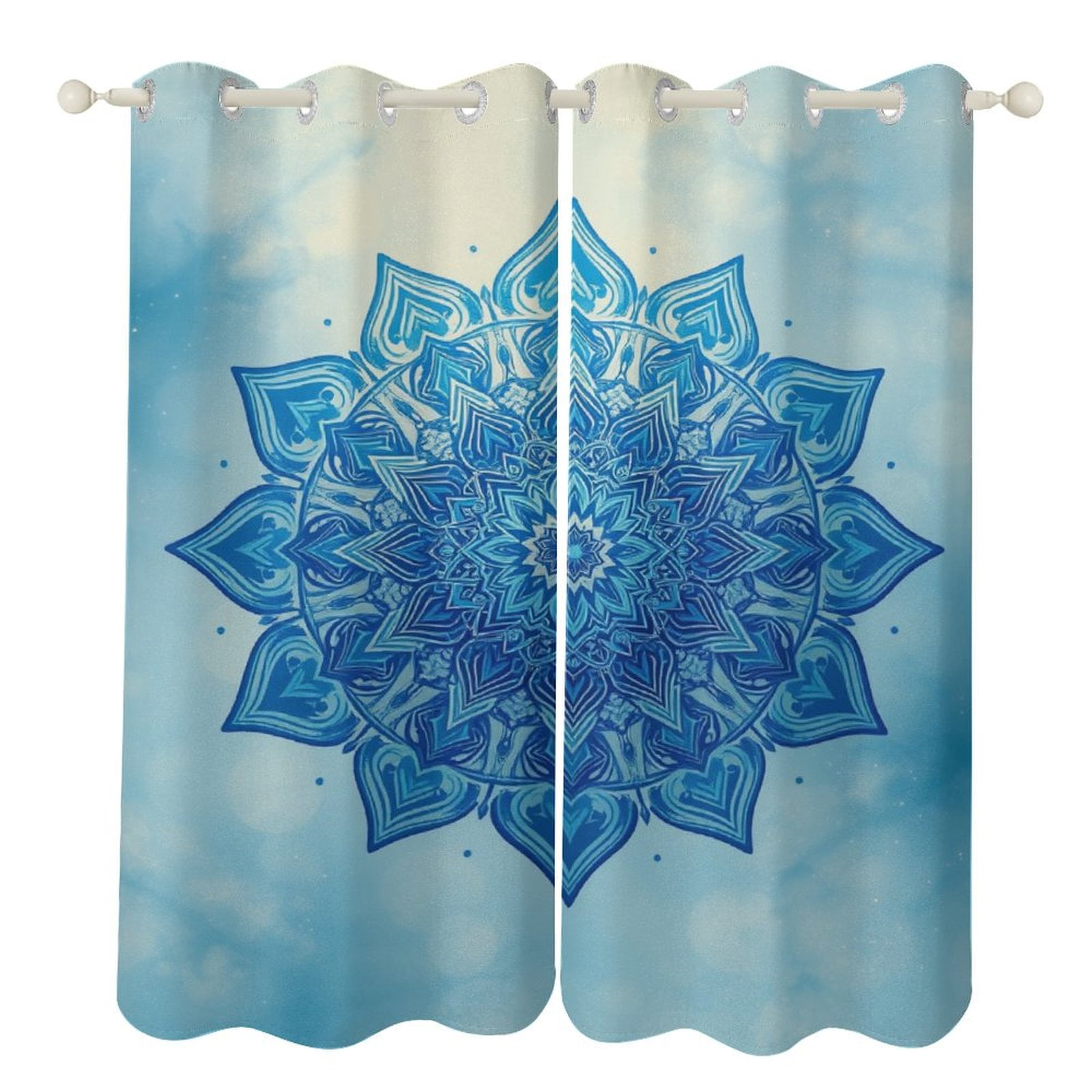 Blue Boho Mandala Curtain for Living Room Bedroom Set Design High ...