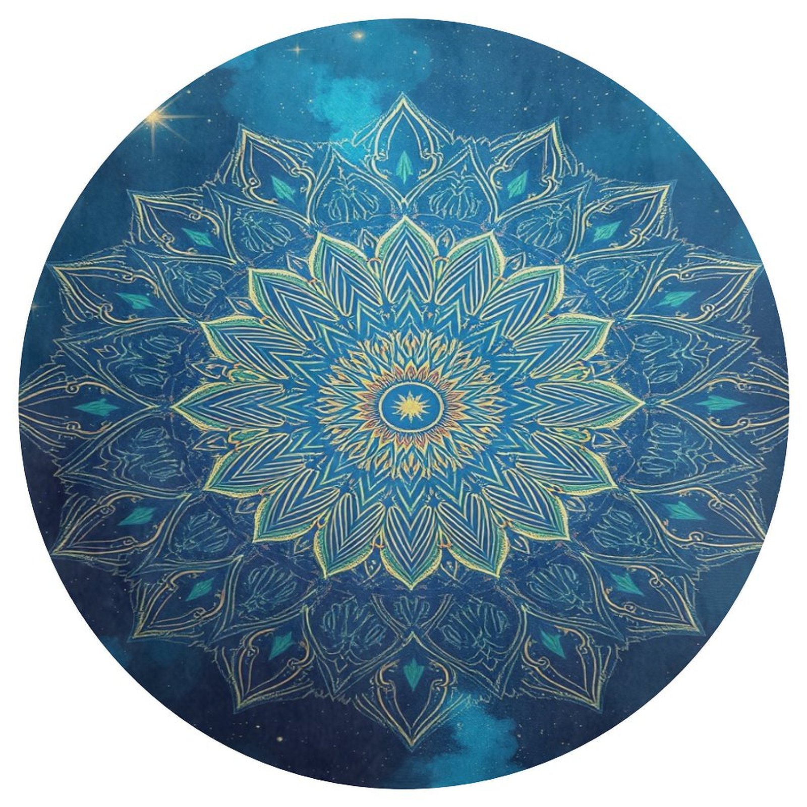 Blue Boho Mandala Round Area Rug Floor Carpets Washable Indoor Floor ...