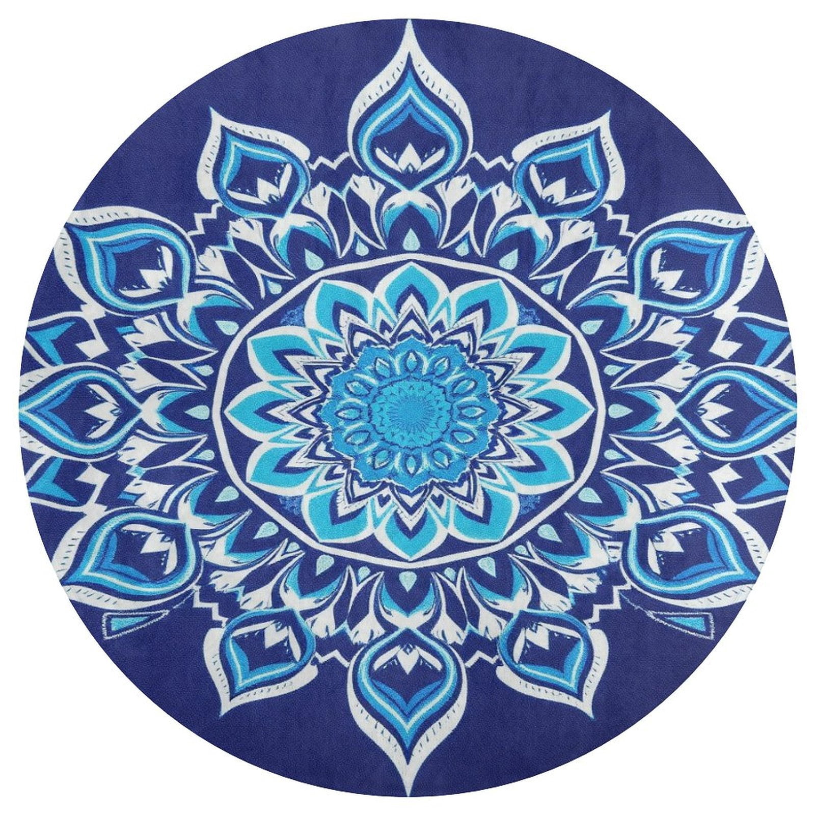 Blue Boho Mandala Rugs Trea Rugs Not-Slip Round Rugs Area Carpets for ...
