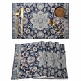 Blue Boho Placemats Set of 2, Cotton Linen Fabric Place Mats, Modern ...