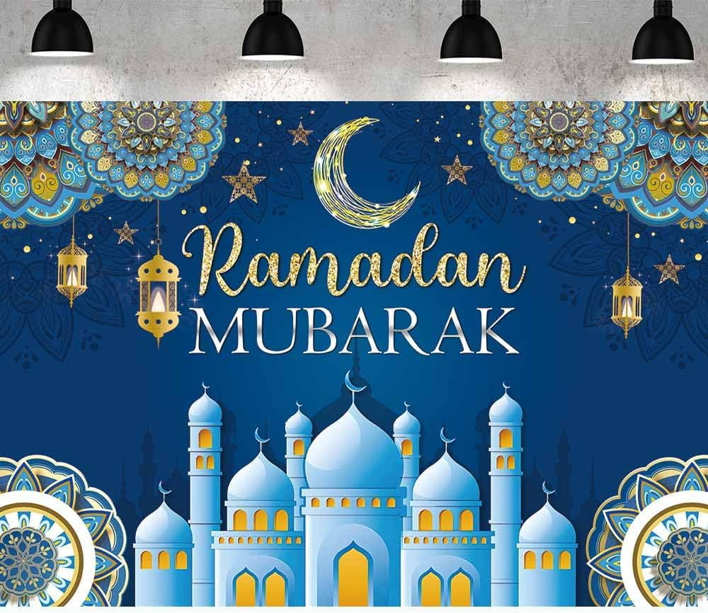 Blue Boho Ramadan Mubarak Party Photography Backdrop Props India Muslim ...
