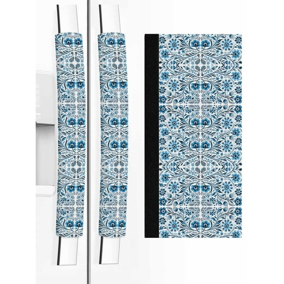 Blue Boho Refrigerator Door Handle Covers Set of 2, Ethnic Tribal ...