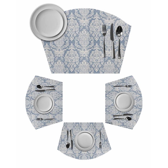 Blue Boho Round Table Placemats Set of 2 Wedge Placemats, Vintage ...