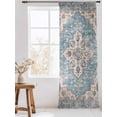 Blue Boho Sheer Curtains 84 Inch Long 1 Panel Oriental Medallion Retro ...