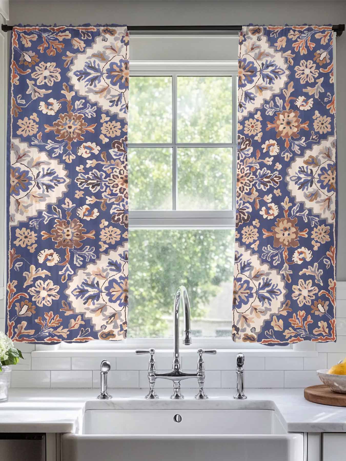 Blue Boho Sheer Curtains for Living Room Bedroom Farmhouse Neutral ...