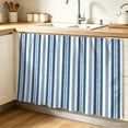 Blue Boho Striped Cabinet Curtains for Shelves, Modern Thin Line ...