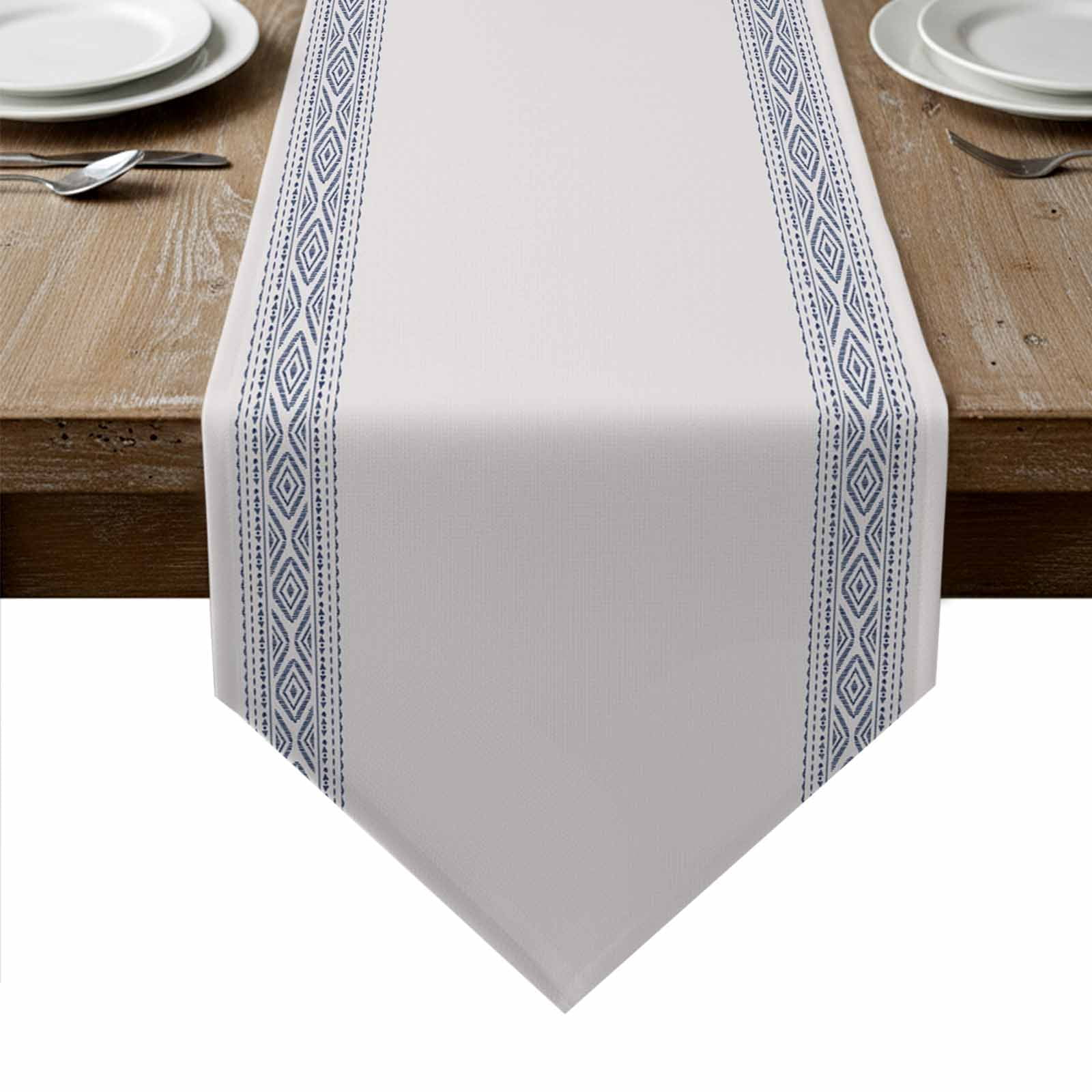Blue Boho Striped Table Runner Linen Burlap Table Runner 72 Inches Long ...