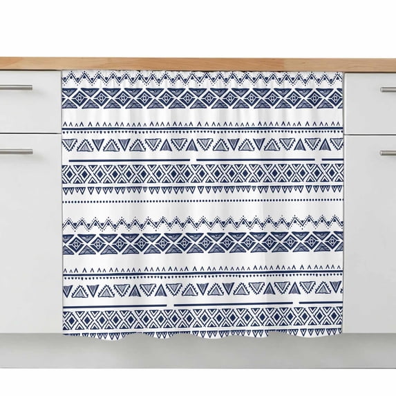 Blue Boho Stripes Cabinet Curtains 28"W x 35"L,Dustproof Sink Skirt ...