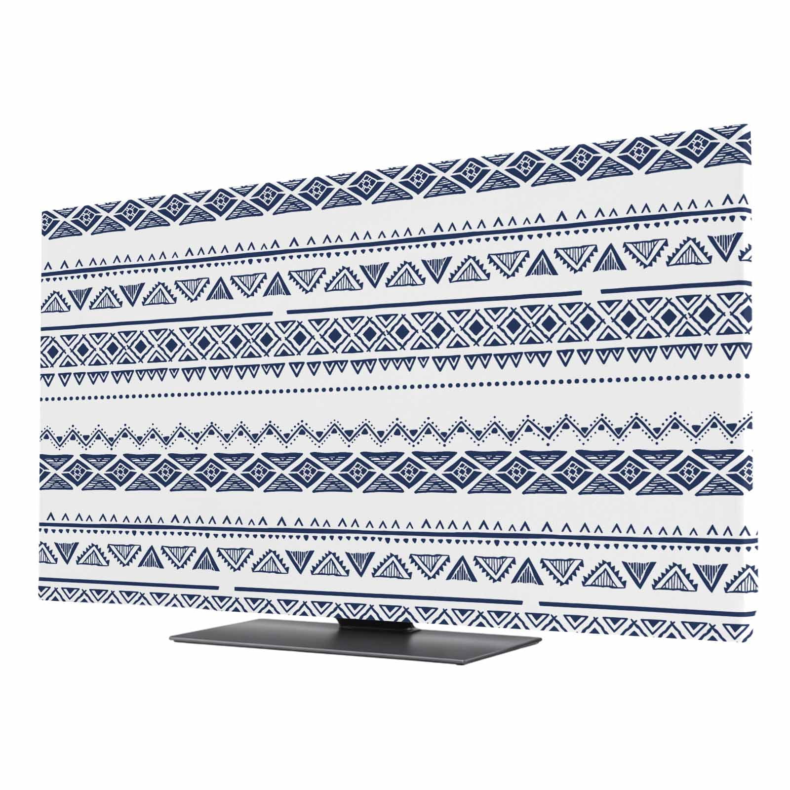 Blue Boho Stripes TV Cover for 65 Inch Screen,Stretch Fabric Dustproof ...